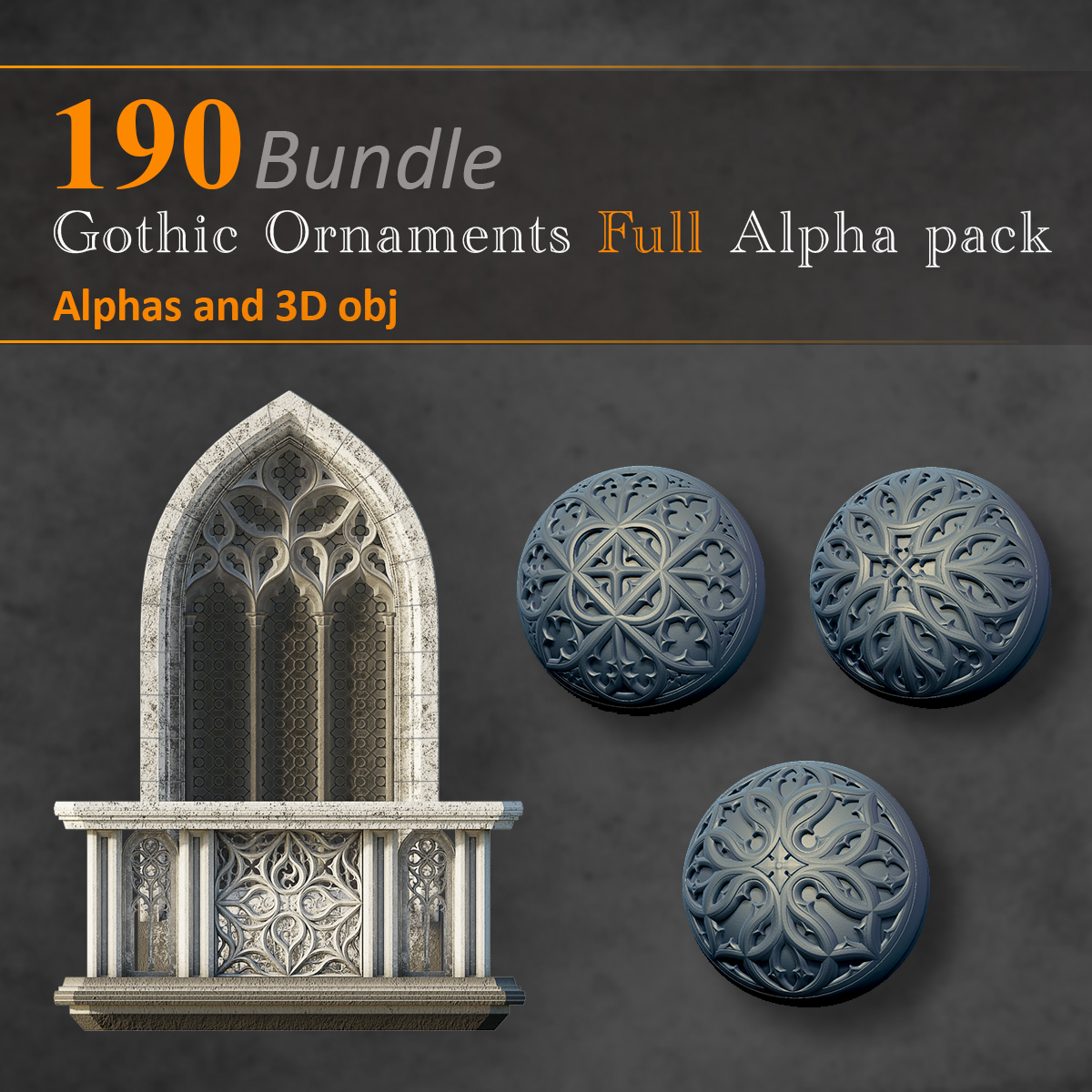 ArtStation - Gothic Ornaments Full Alpha Pack /Standard Use License