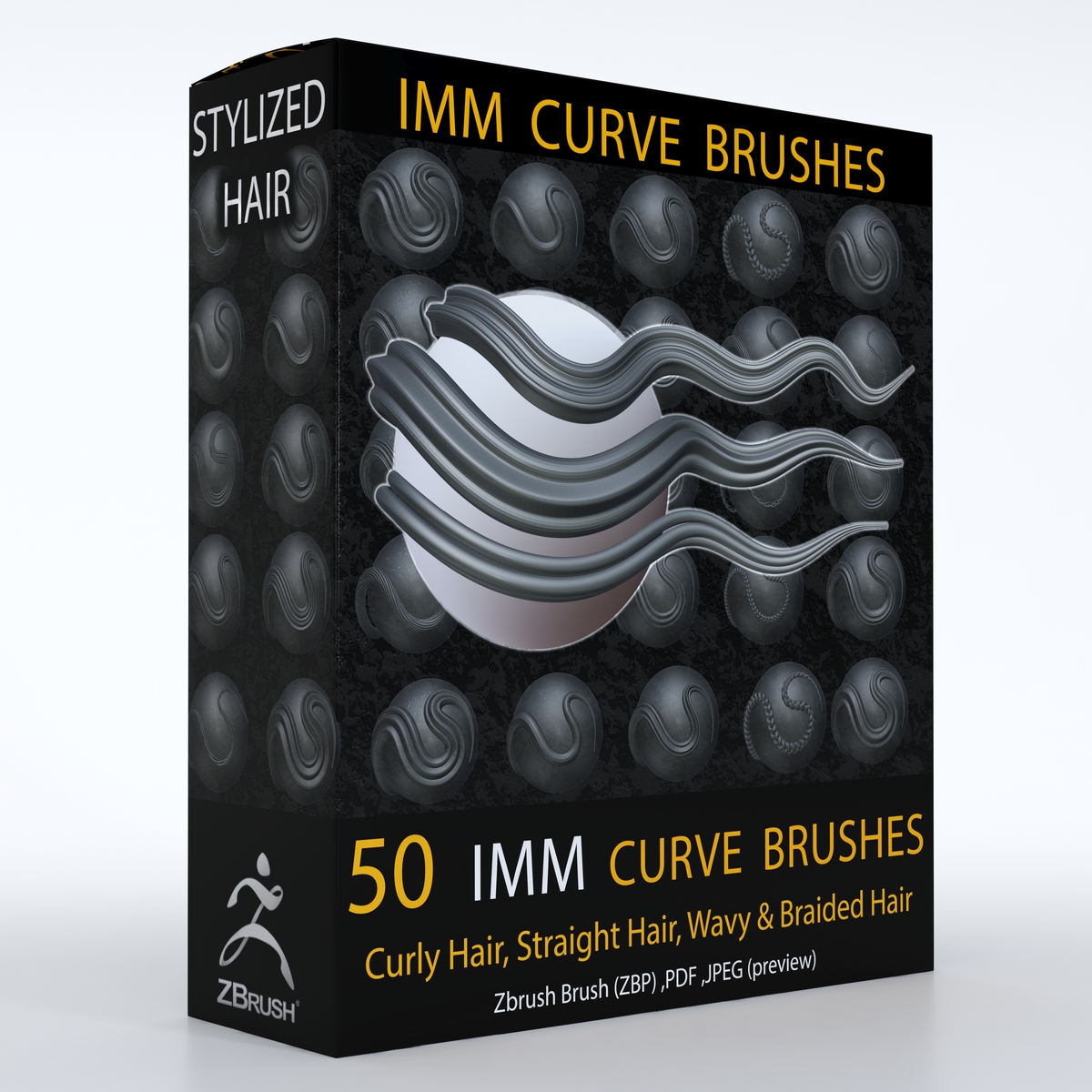 ArtStation - 50 Stylized Hair IMM Curve Brushes