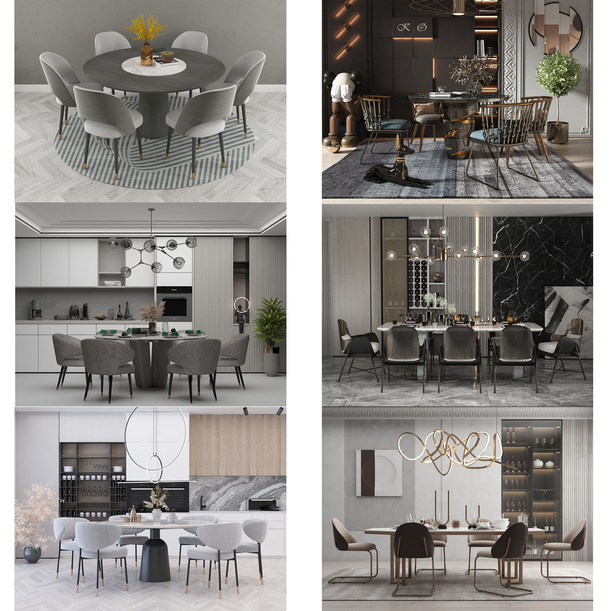 ArtStation - 6 Dining Rooms - Collection 01 ( Standard License )
