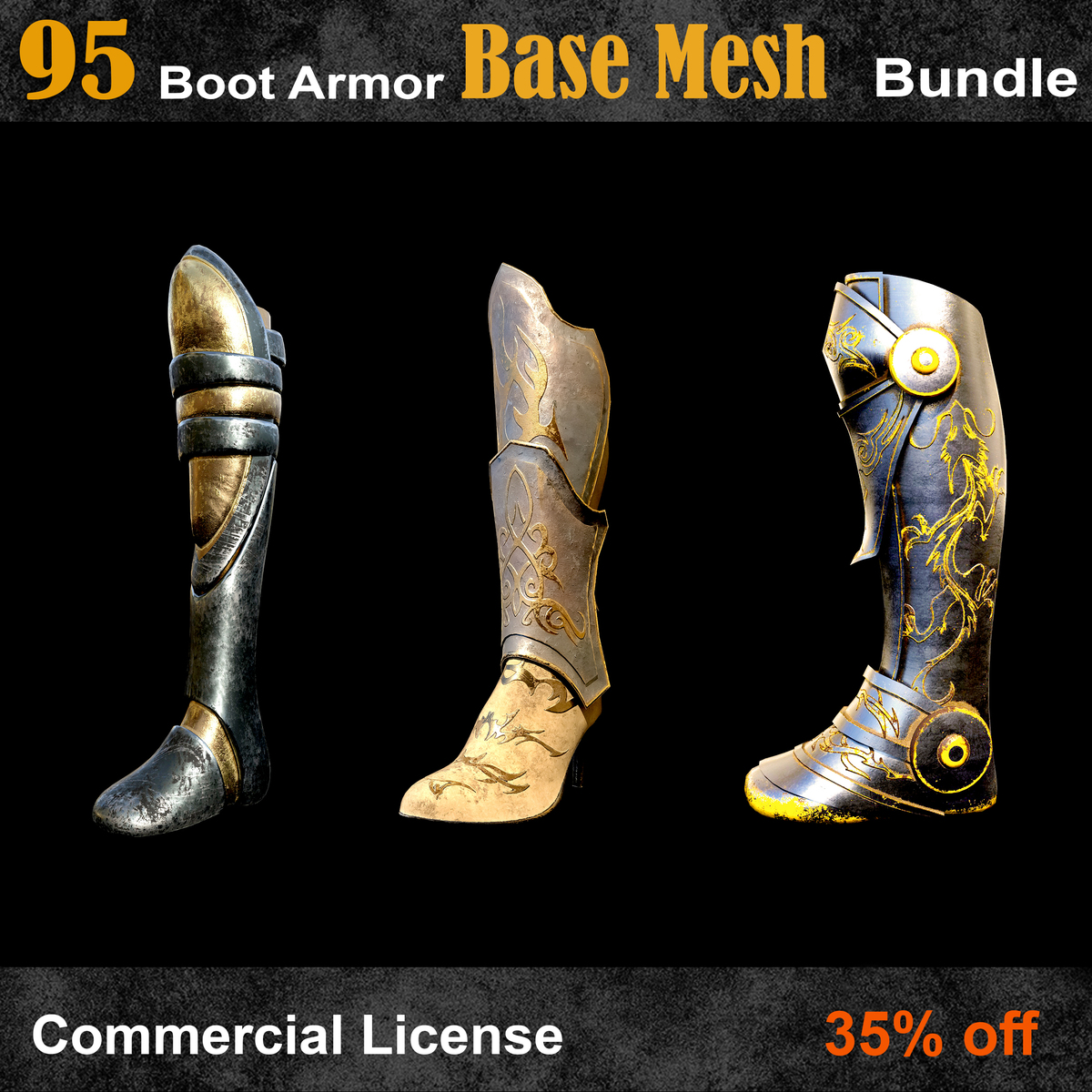 ArtStation - 95 Boot Armor Base mesh ( Commercial License )