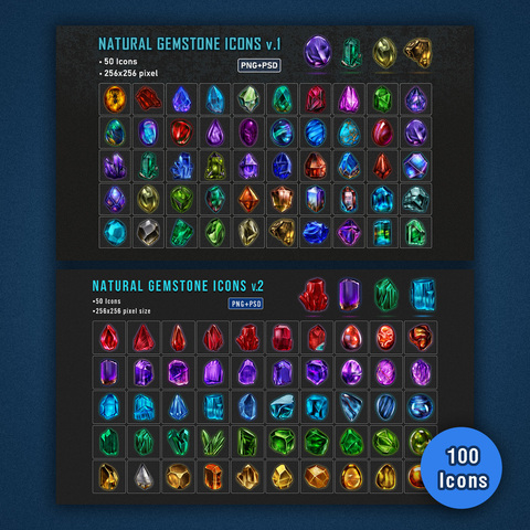 ArtStation - Natural Gemstones Icons Bundle