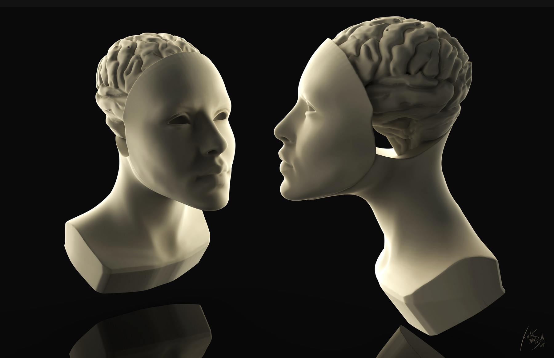 ArtStation - 'Beautiful Brain' Bust 3D Printable Sculpture | Resources