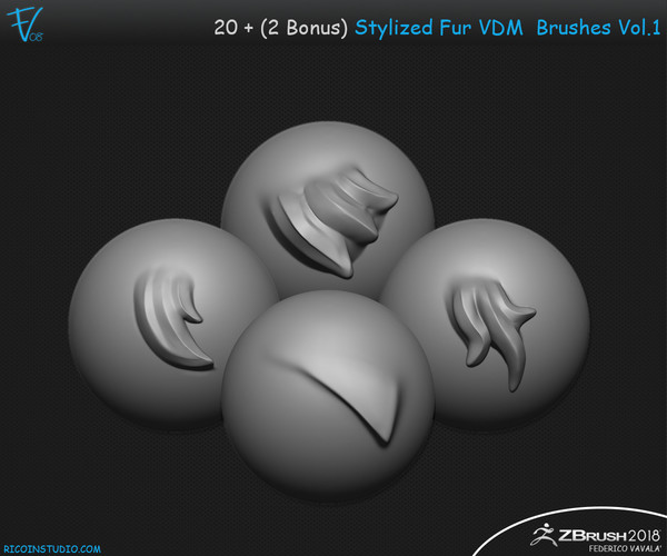 ArtStation - Zbrush - 20 + (2 bonus) Stylized Fur VDM Brushes Vol.1 ...