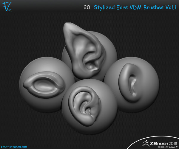 ArtStation - Zbrush - 20 Stylized Ears VDM Brushes Vol.1 | Brushes