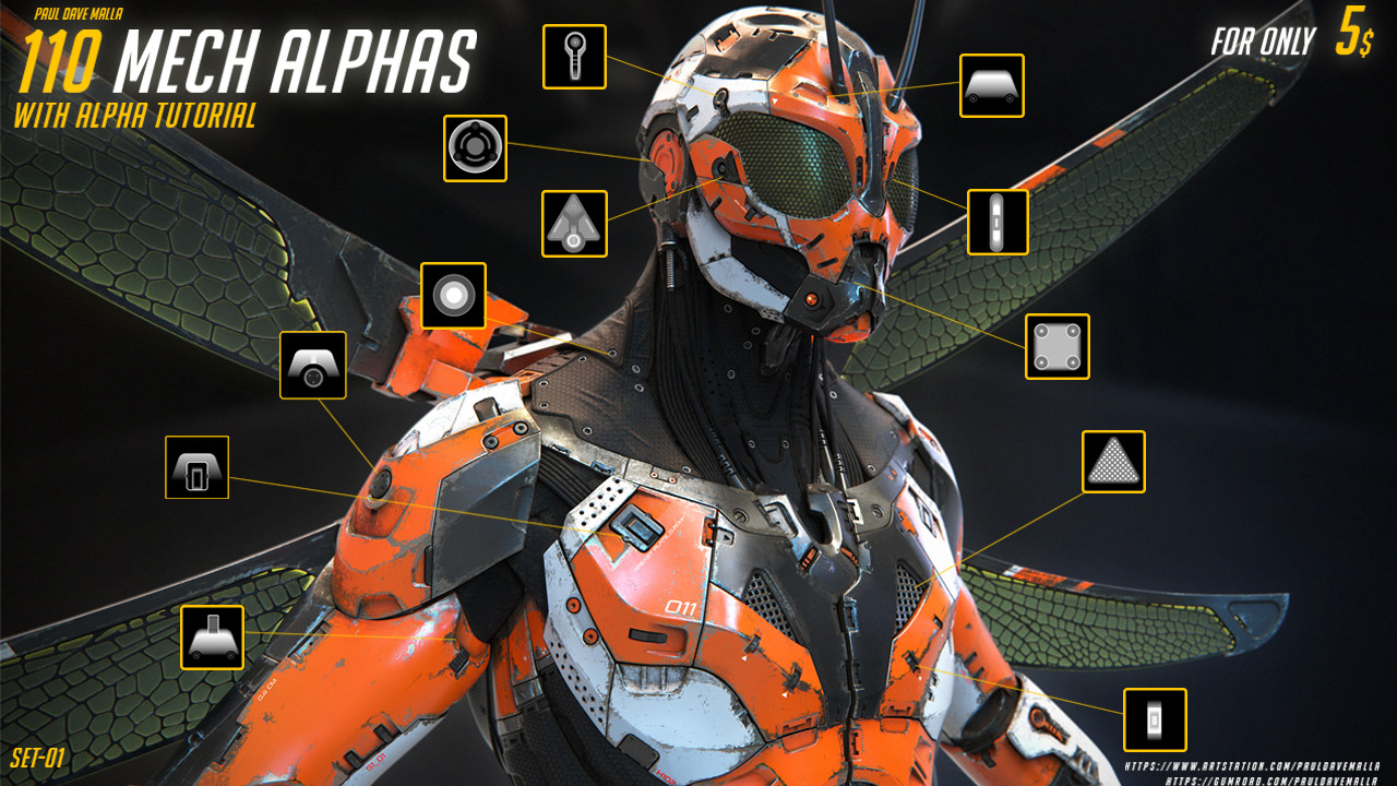 ArtStation - 110 Mech Alphas | Brushes