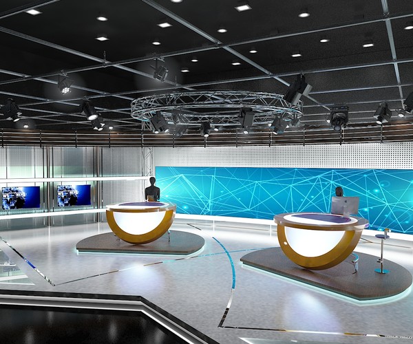 ArtStation - Virtual TV Studio News Set 3 | Game Assets