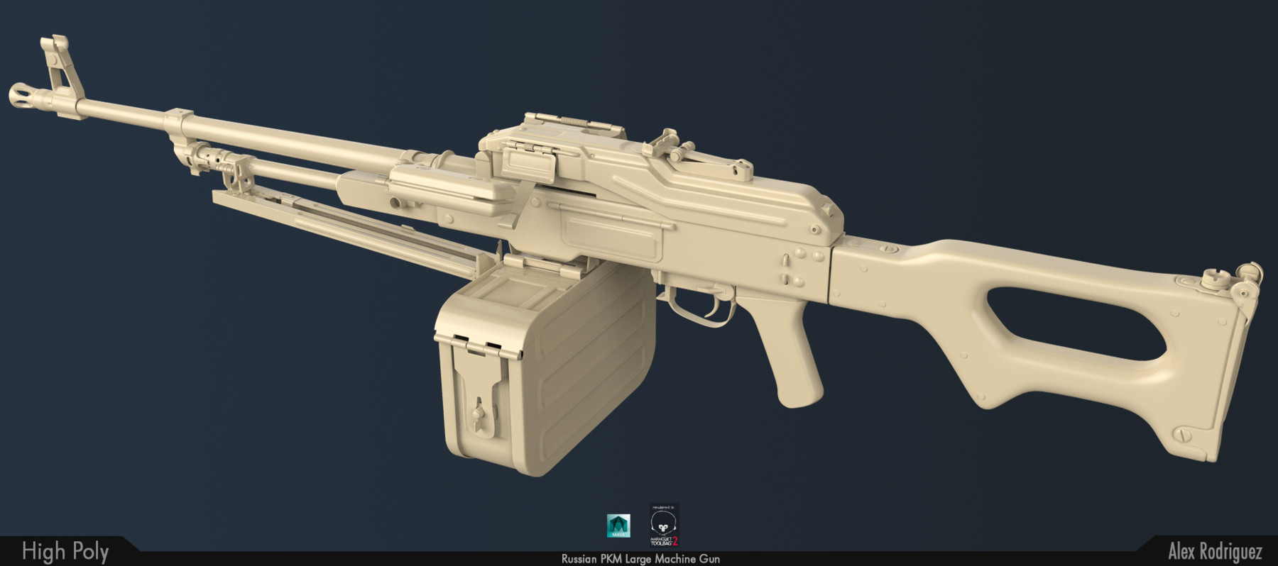 ArtStation - Russian PKM - Detailed High Poly - Weapon Development | Resources