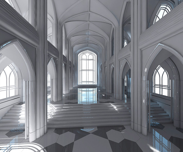 ArtStation - 3D Cathedral Interior Futuristic | Resources