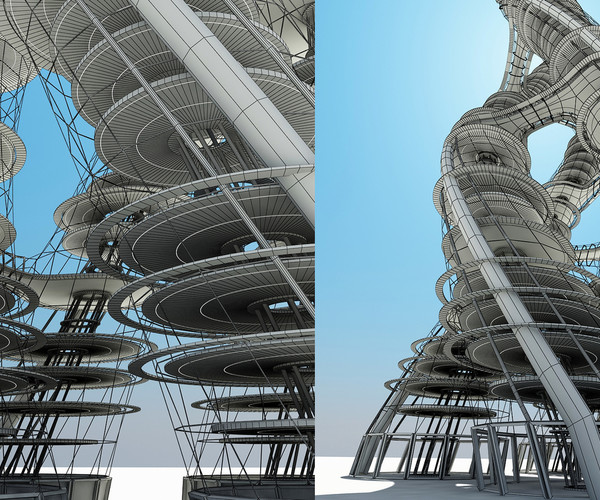 ArtStation - Futuristic Skyscraper 3D Model | Resources