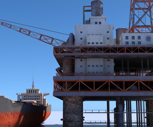 ArtStation - Oil Rig And Tanker | Game Assets