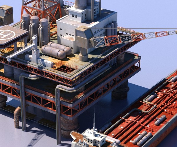 ArtStation - Oil Rig And Tanker | Game Assets