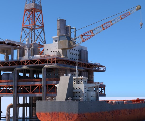 ArtStation - Oil Rig And Tanker | Game Assets