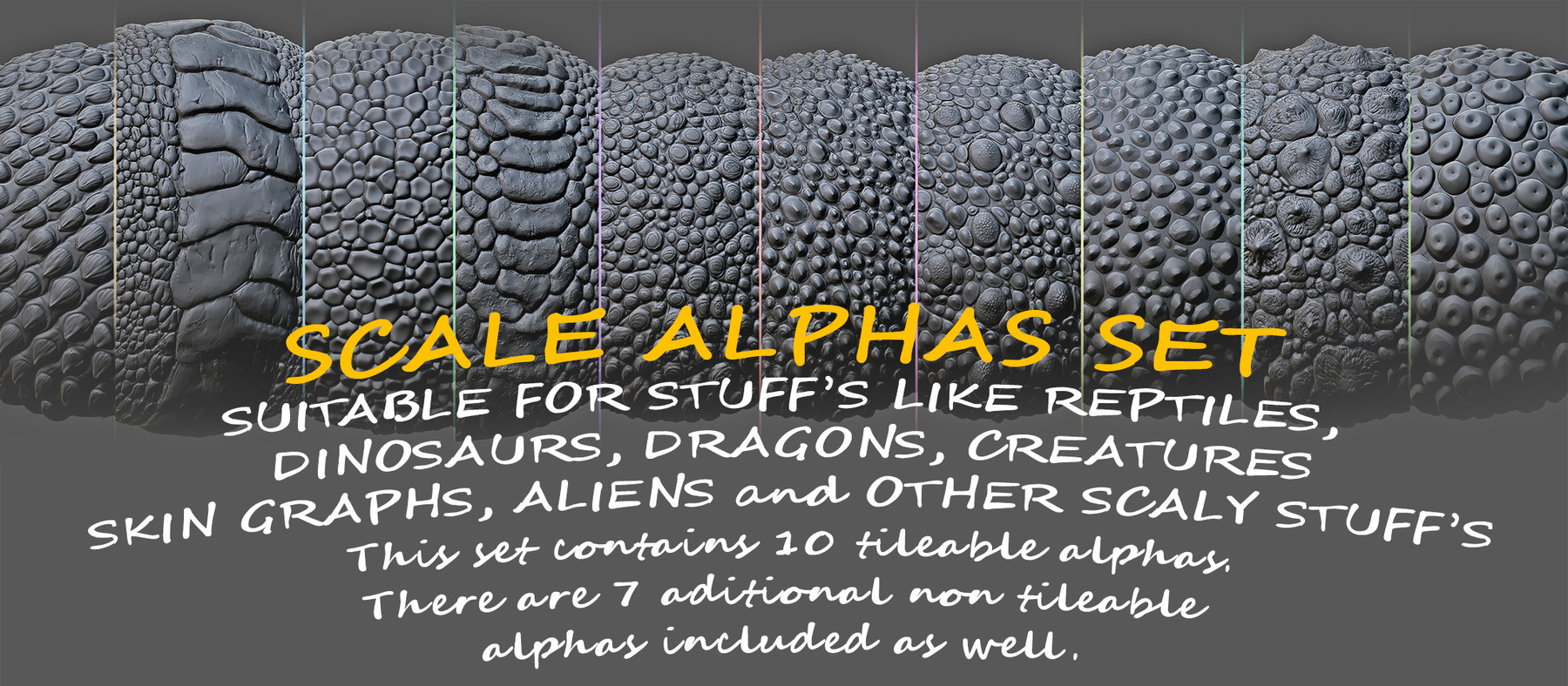 ArtStation - SCALE ALPHAS SET: 10 tileable scales alphas | Resources