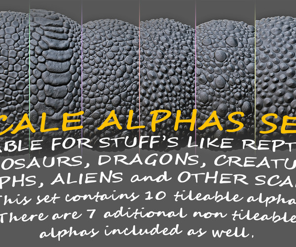 ArtStation - SCALE ALPHAS SET: 10 tileable scales alphas | Resources