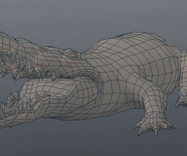 ArtStation - Crocodile (High poly sculpt and low poly game res model ...