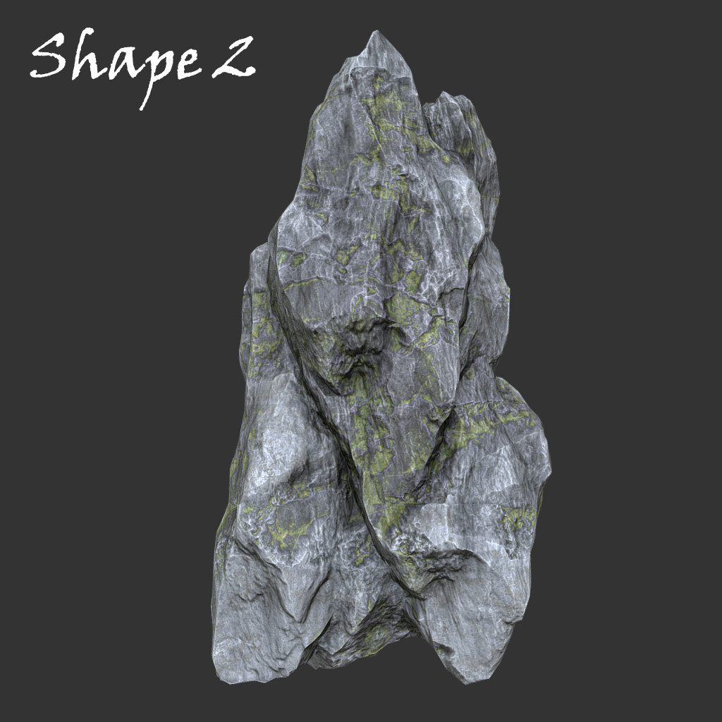 ArtStation - Low poly Realistic Gray Mossy Rock Package | Game Assets