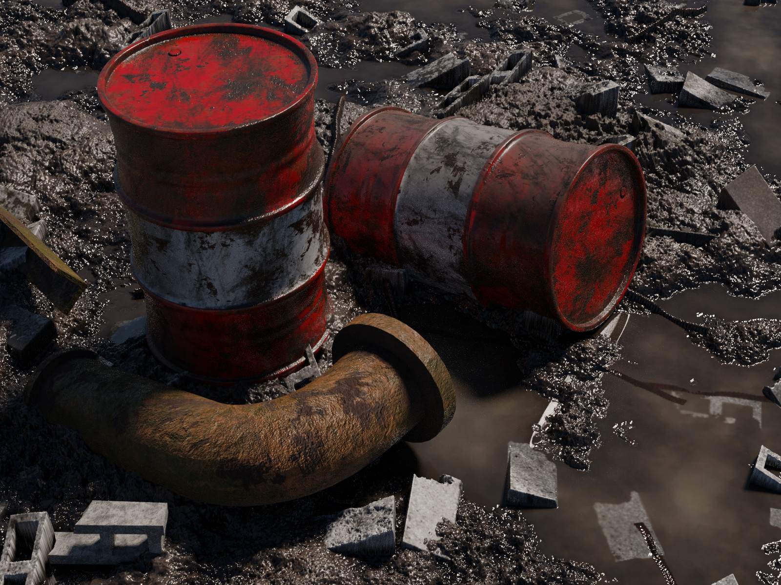 ArtStation - Muddy Junkyard Scene with Props and Debris | Game Assets