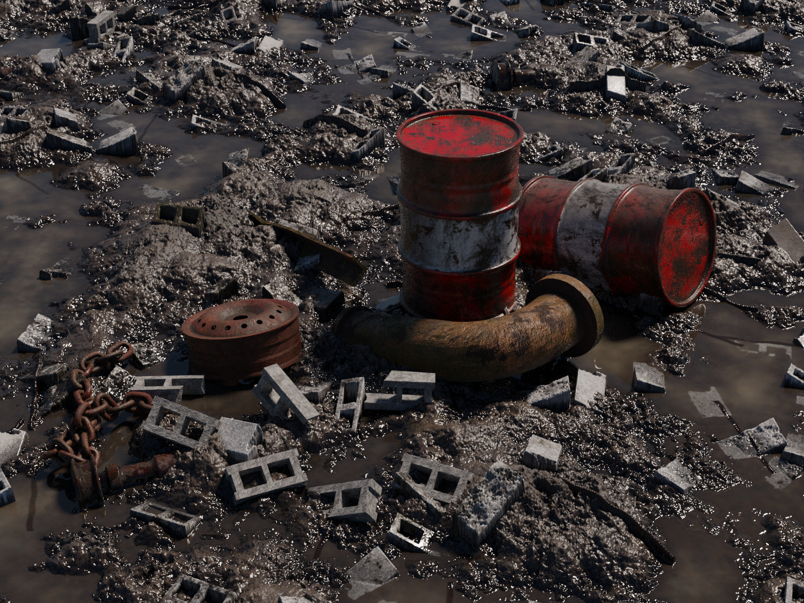 ArtStation - Muddy Junkyard Scene with Props and Debris | Game Assets