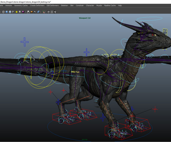 ArtStation - Stone Dragon Maya Rig | Game Assets