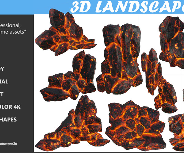 ArtStation - Low poly Realistic Lava Block Modular Pack | Game Assets