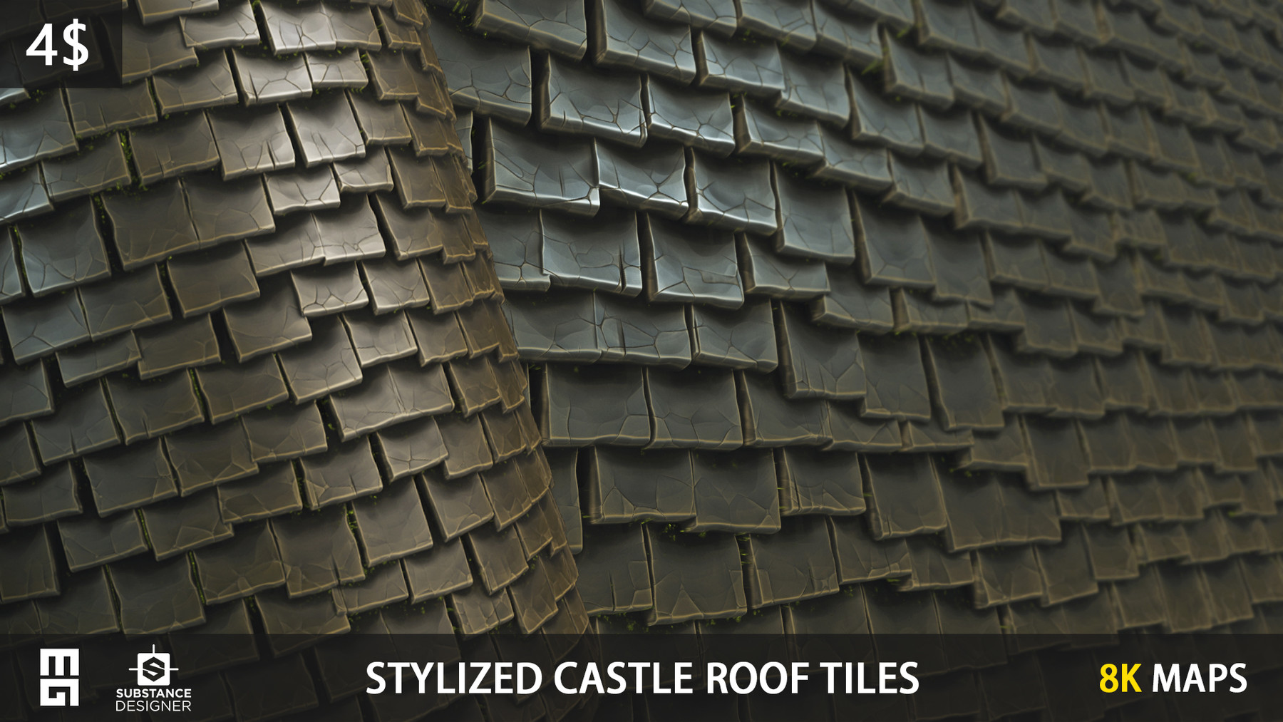 ArtStation - STYLIZED CASTLE ROOF TILES MATERIAL- substance designer ...