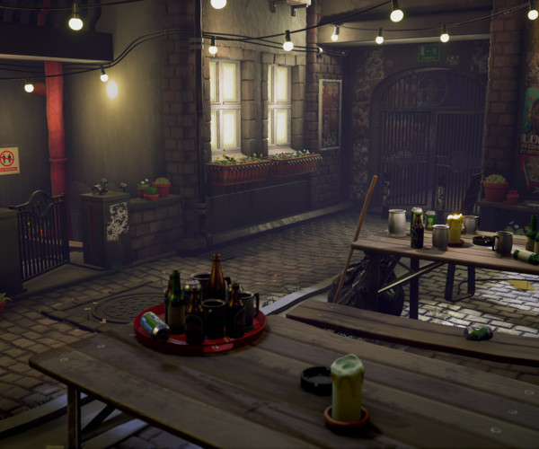 ArtStation - Alleyway Cafe Asset Pack | Game Assets