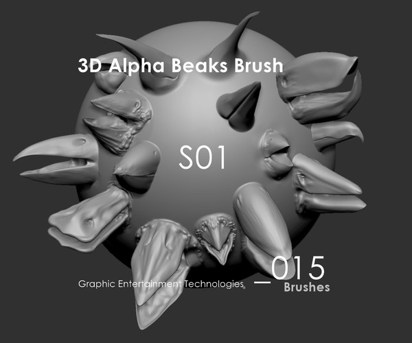 ArtStation - 3D Alpha Brush Beaks Series 1 _015 - For ZBrush | Brushes