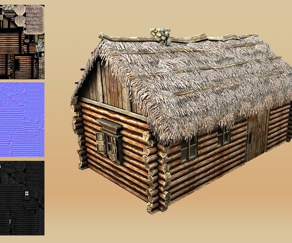 ArtStation - Wooden Thatch House | Game Assets