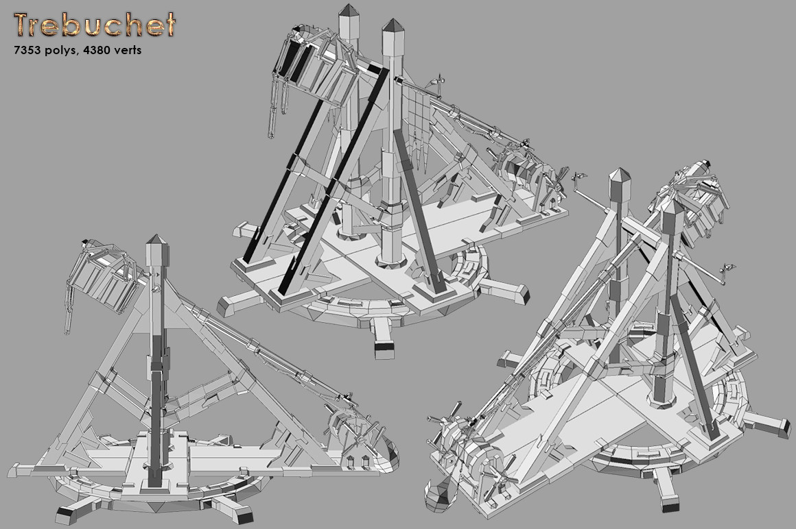 Artstation Medieval Trebuchet Game Assets