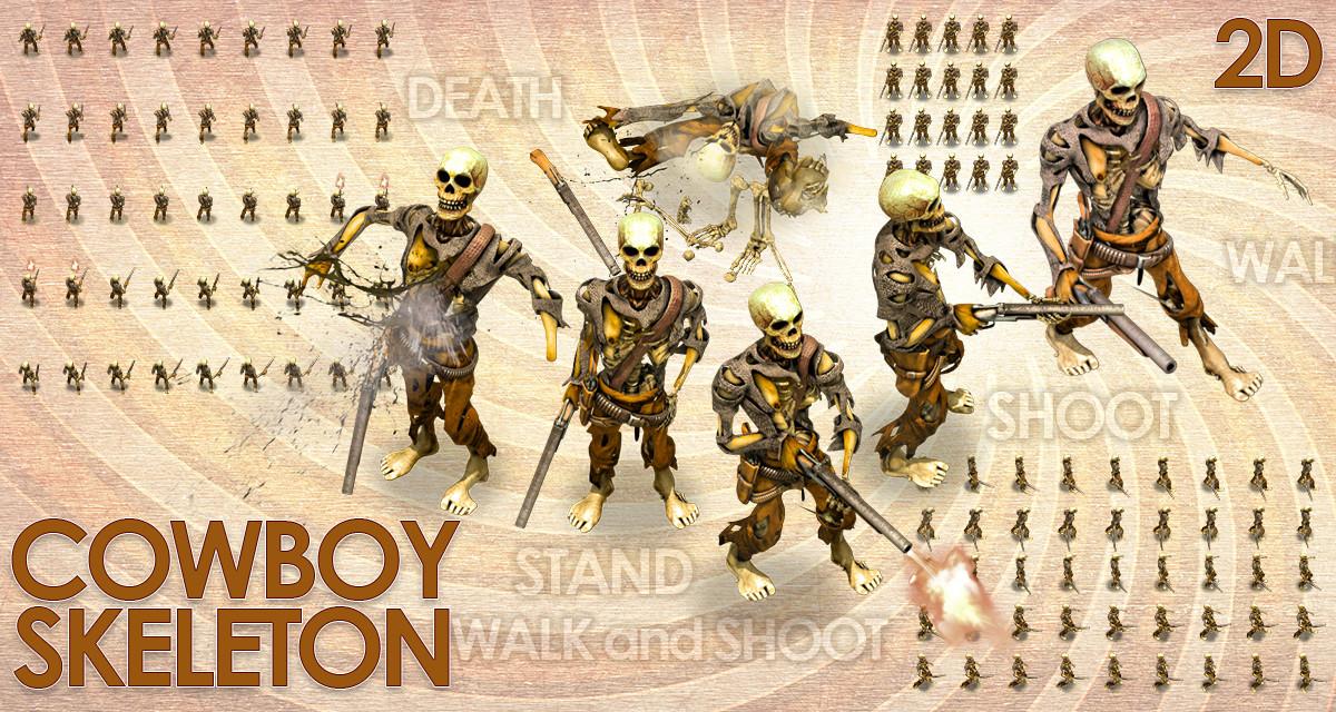 ArtStation - 2D Cowboy Skeleton | Game Assets