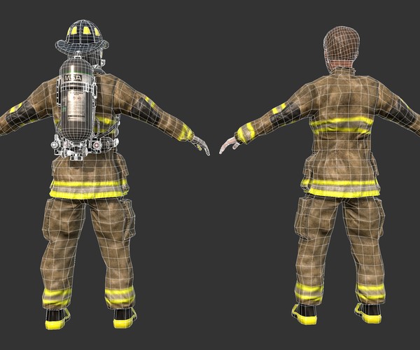 ArtStation - Firefighter Character 3D Game Ready Model | Game Assets