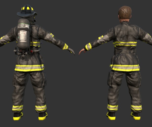 ArtStation - Firefighter with Gear Lowpoly Game Ready 3D Model | Game Assets