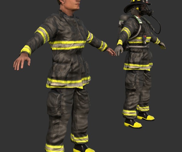 ArtStation - Firefighter with Gear Lowpoly Game Ready 3D Model | Game ...