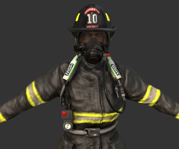 ArtStation - Firefighter with Gear Lowpoly Game Ready 3D Model | Game ...