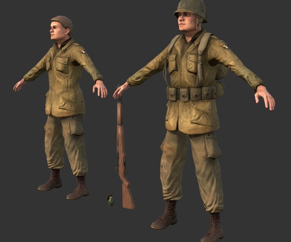 ArtStation - WW2 World War 2 Soldier Game Ready 3D Lowpoly Character ...