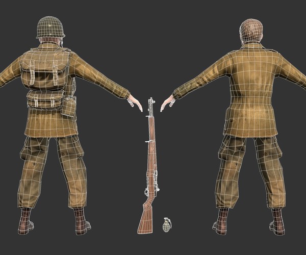 ArtStation - WW2 World War 2 Soldier Game Ready 3D Lowpoly Character ...