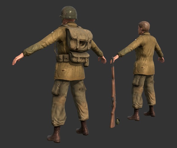 ArtStation - WW2 World War 2 Soldier Game Ready 3D Lowpoly Character ...