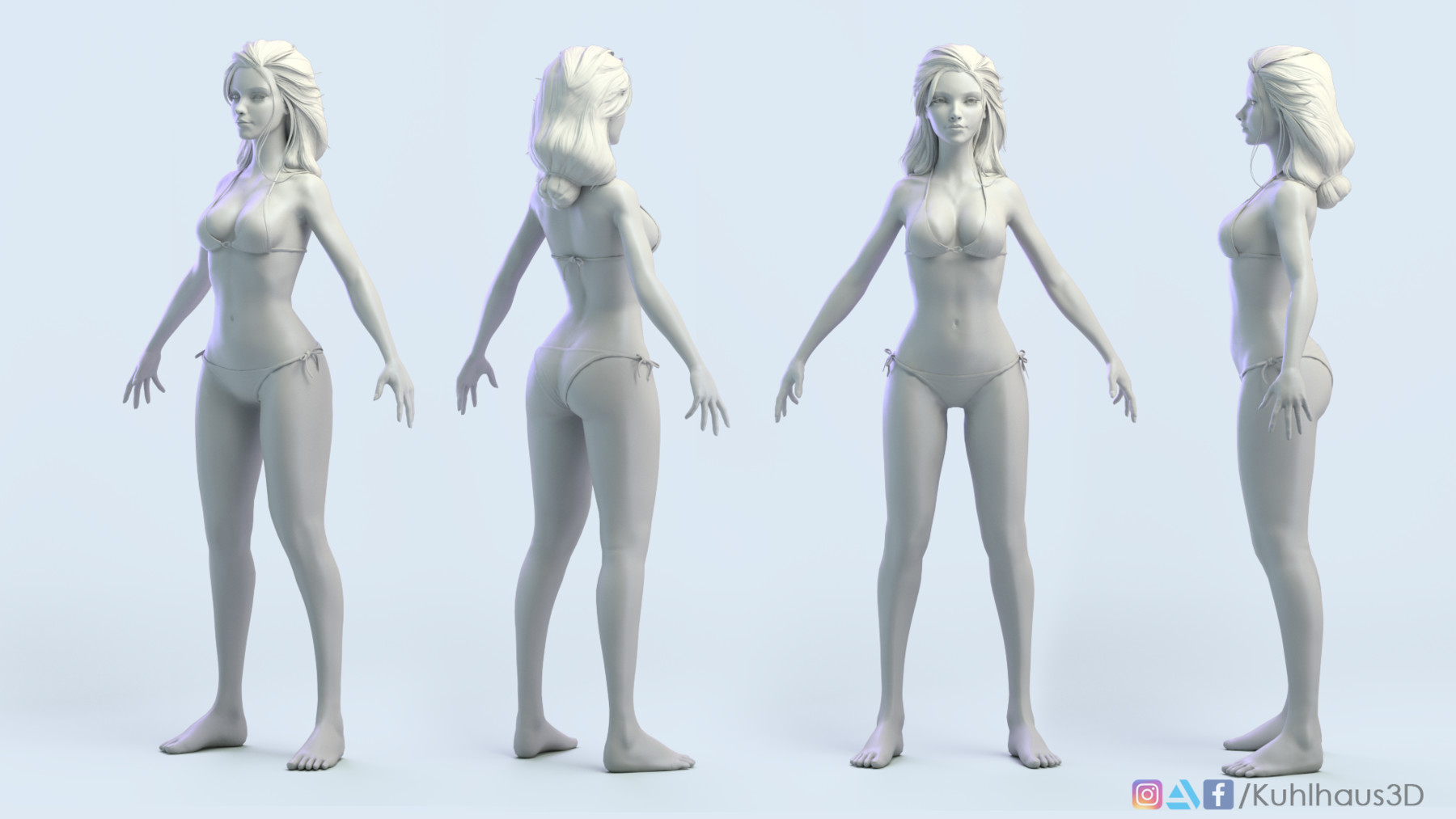 ArtStation - Kat - girl in swimsuit. 3d Realtime chracter with 4k PBR textures. | Resources