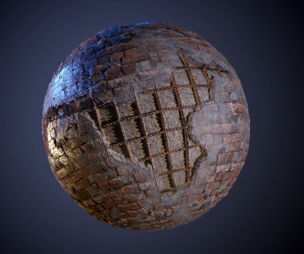 ArtStation - Brick Wall Damaged Concrete Metal Rebar Seamless PBR ...