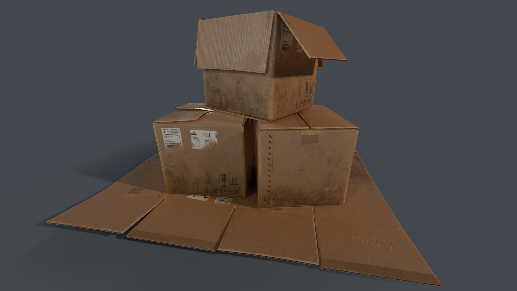 ArtStation - Cardboard Box Bedroom Clutter (PBR Game Ready) | Game Assets