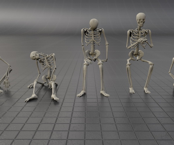 ArtStation - Skeleton Poses Pack - Low-poly 3D model | Game Assets