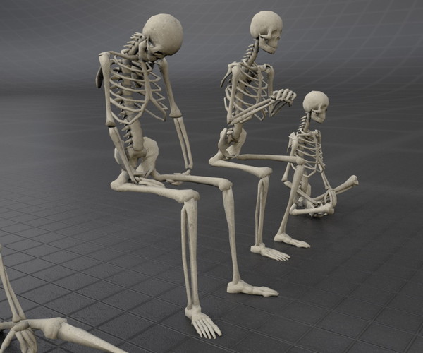 ArtStation - Skeleton Poses Pack - Low-poly 3D model | Game Assets