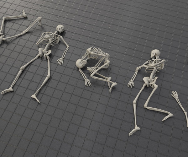 ArtStation - Skeleton Poses Pack - Low-poly 3D model | Game Assets