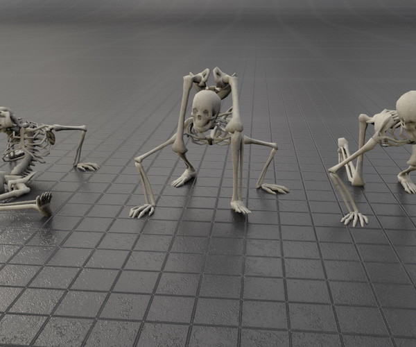ArtStation - Skeleton Poses Pack - Low-poly 3D model | Game Assets