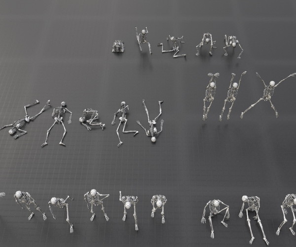 ArtStation - Skeleton Poses Pack - Low-poly 3D model | Game Assets