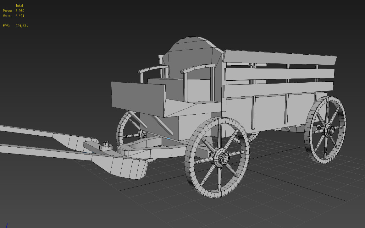 ArtStation - Medieval Horse Cart - Carriage Low-poly 3D model | Game Assets