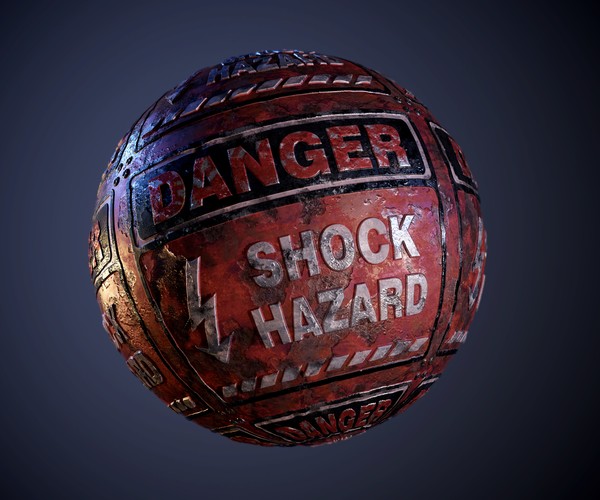 ArtStation - Metal Danger Shock Hazard Red Sign Rusty Seamless PBR ...
