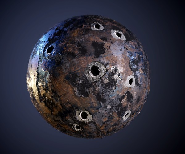 ArtStation - Metal Rusted Bullet Holes Dirty Seamless PBR Texture ...