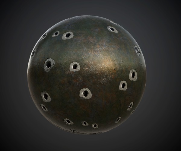 ArtStation - Metal Green Rusty Bullet Holes Grunge Seamless PBR Texture ...
