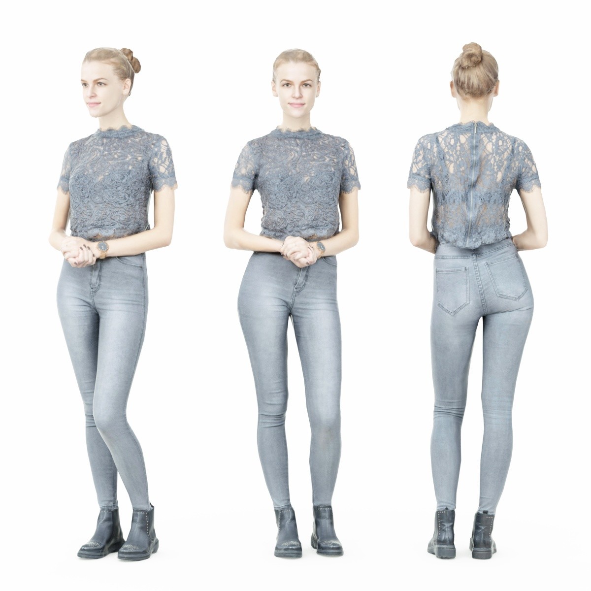 ArtStation - Grey Outfit Girl in Casual Pose | Resources